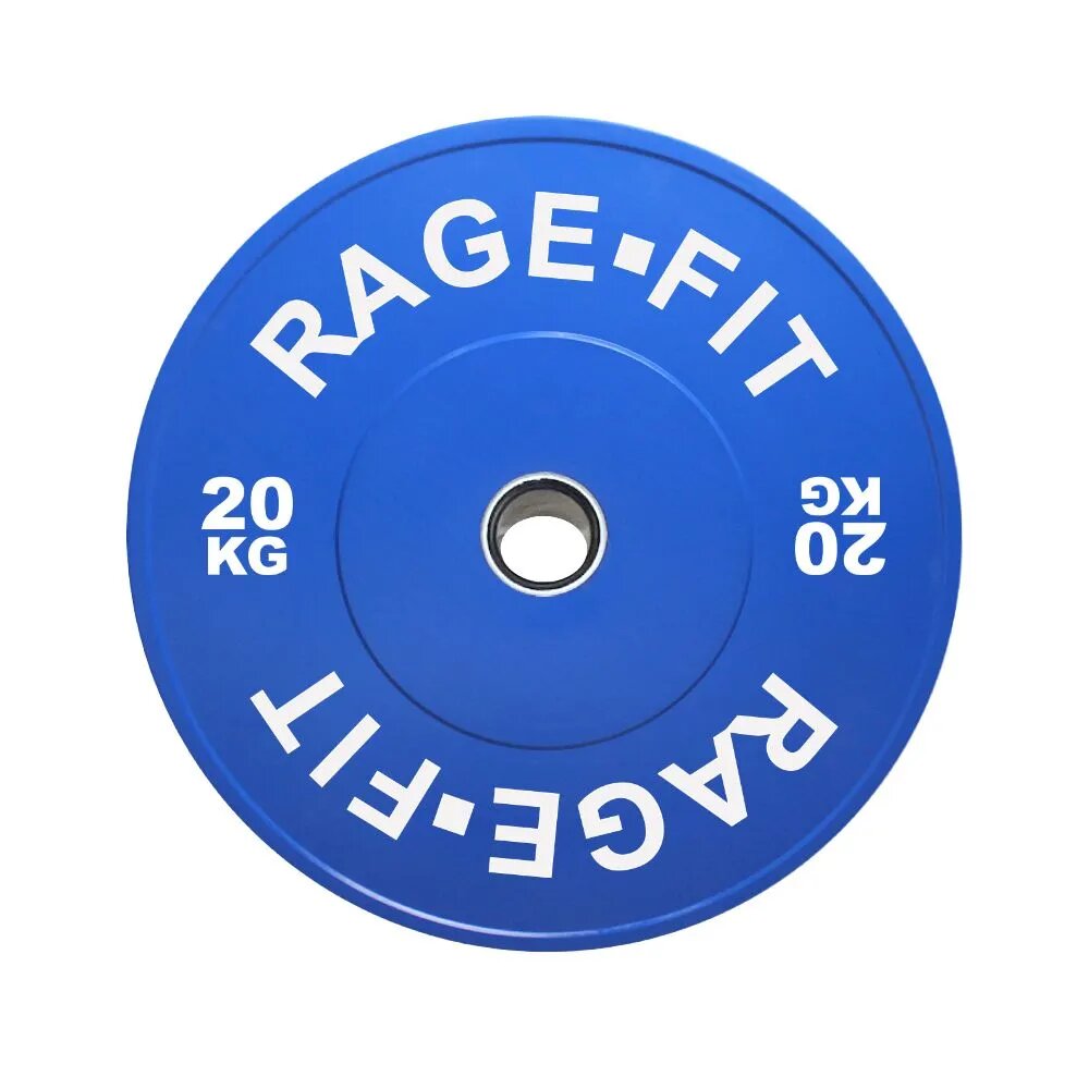 Диск для штанги бамперный, каучуковый, цветной "Super" 20 кг Rage-Fit