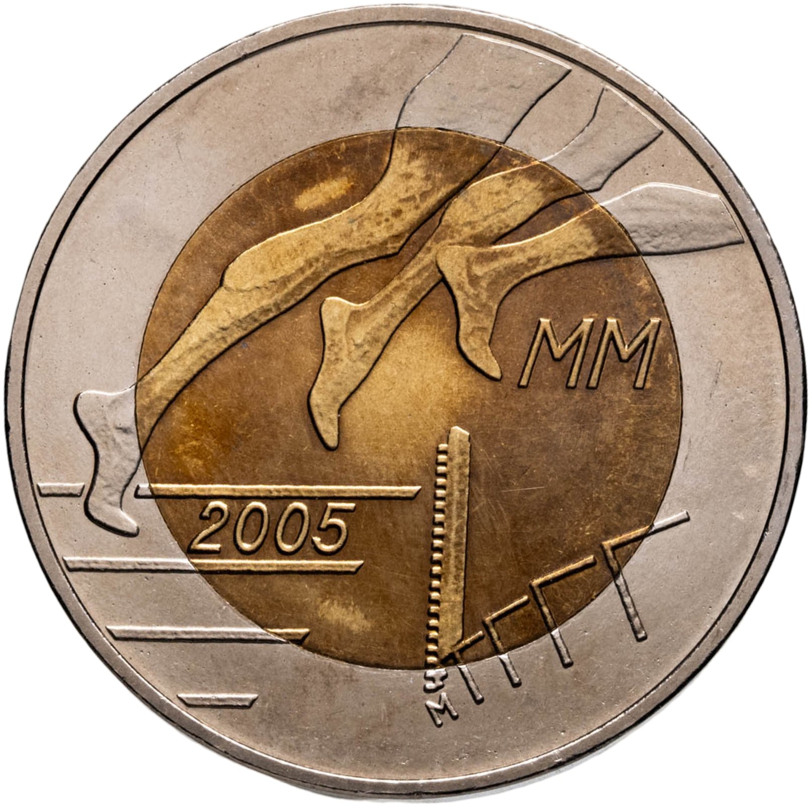 Финляндия 5 euro евро 2005 "10-й чемпионат мира по лёгкой атлетике", Биметалл, в сохранности UNC