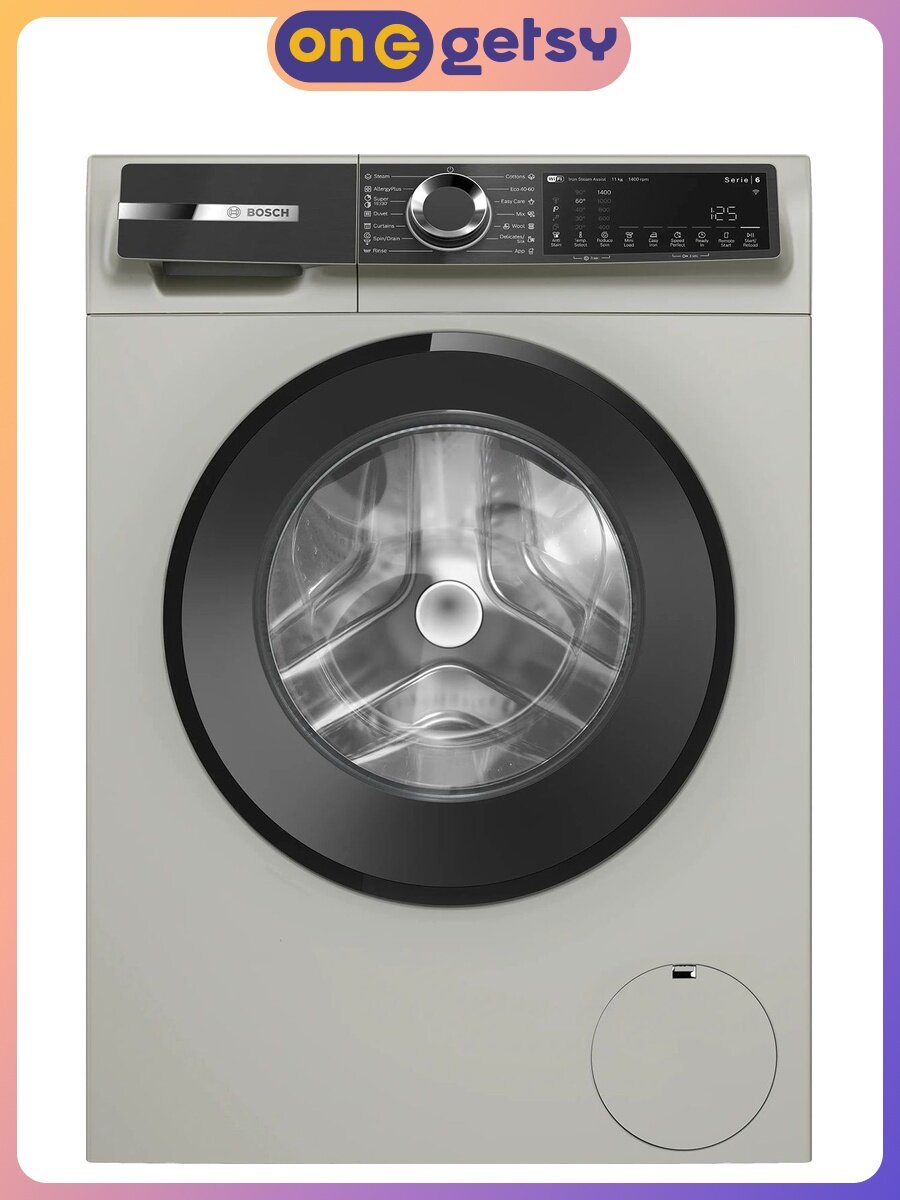 Стиральная машина BOSCH WGK264ZXME Series 6, 11 кг, 1400 об/мин, 14 программ, защита от протечек, серебристая