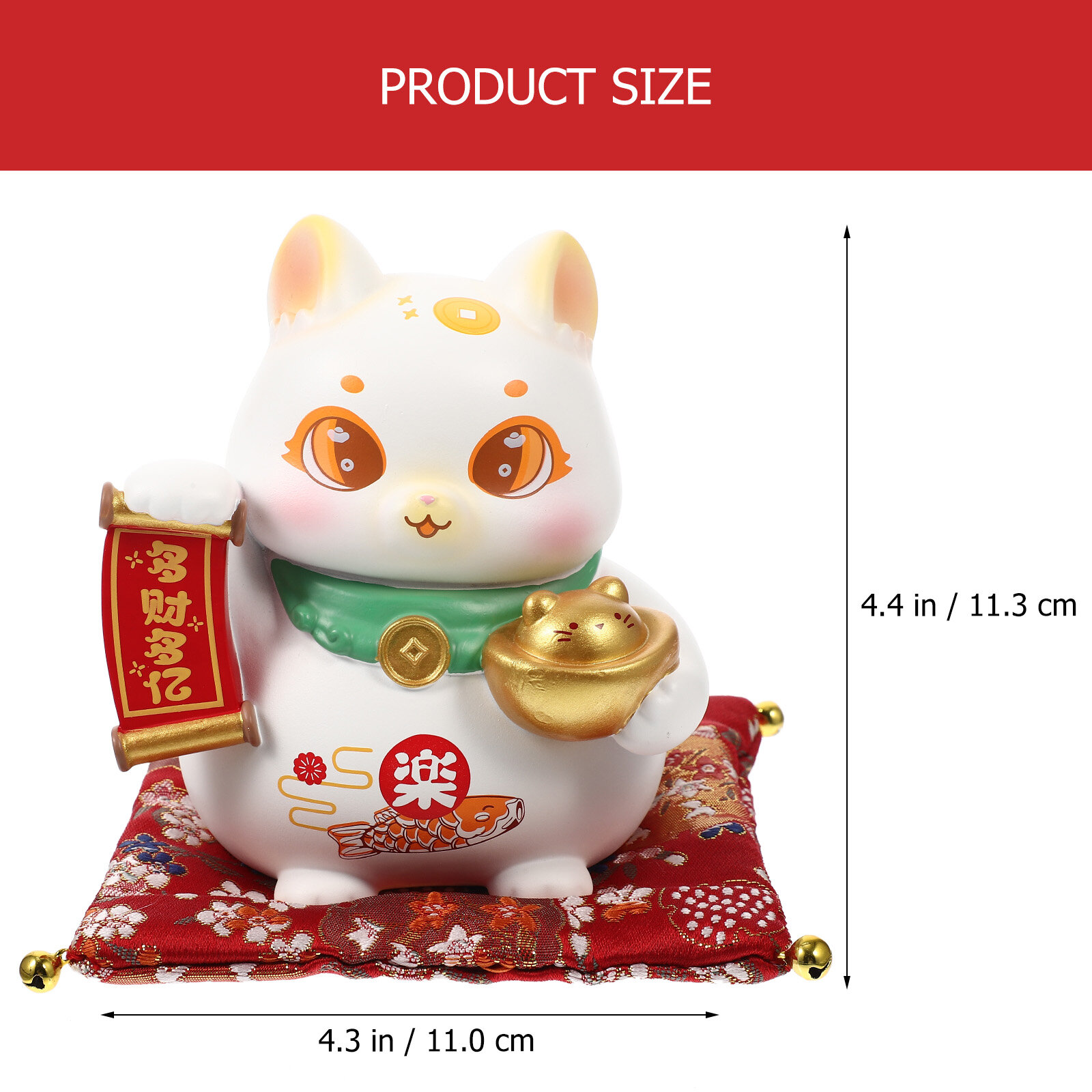 Котик Неко Статуэтка Удачи Декоративная Фигурка Кота Для Дома 11.3X11X9.3Cm