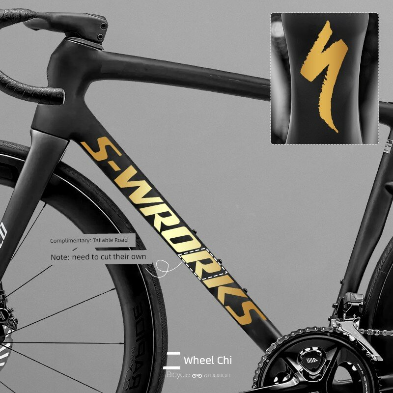 Набор наклеек для велосипеда S-Works Sl8 - Электролакированный золотой, 2 нижних труб + 1 головная труба для Specialized