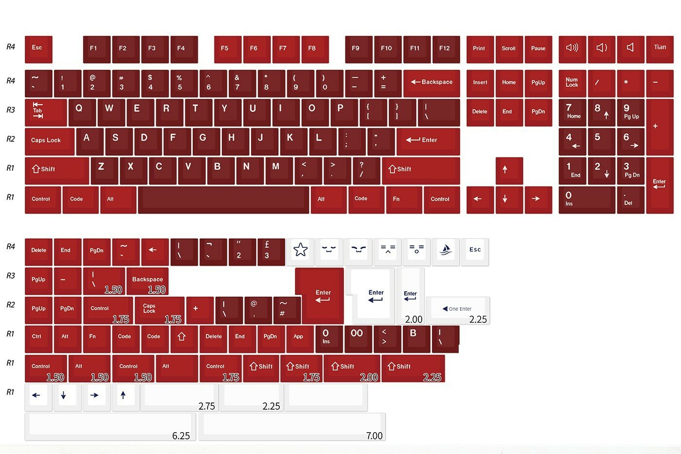 Набор клавиатурных клавиш GMK Jamon PBT двухцветные, высота Cherry OEM для механических клавиатур 173-клавиш