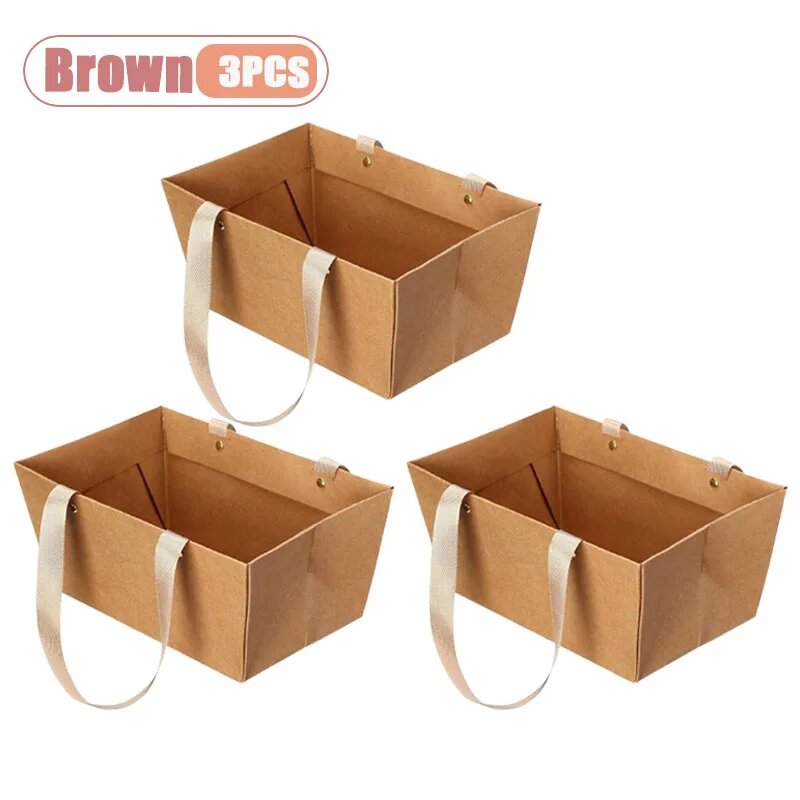 3 подарочные корзинки из гофробумаги, 25x17x11см, Brown