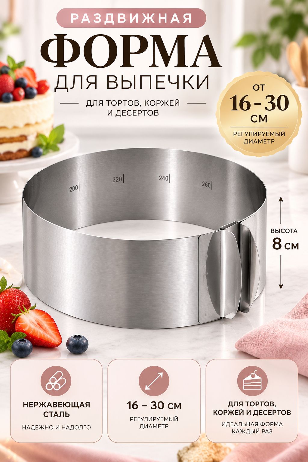 Раздвижная форма для выпечки