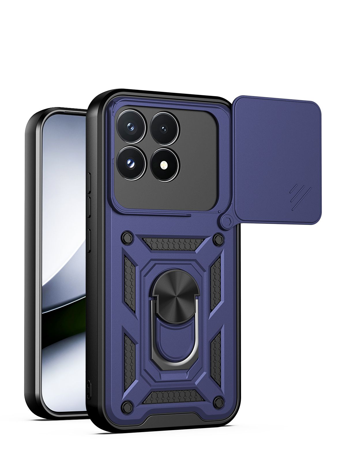 Чехол бронированный для POCO F9 Pro / Redmi K100 Pro, противоударный с защитой камеры