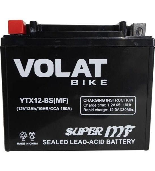 Аккумулятор для мототехники VOLAT Аккумулятор VOLAT YTX12-BS(MF)Volat (12 Ач, 12 V) Прямая, L+ 150x87x130 (для мототехники)