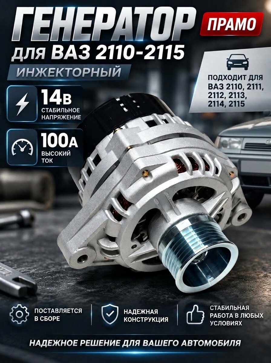 Генератор Прамо 9402.3701, для автомобилей LADA, инжекторный, 14V, 100A