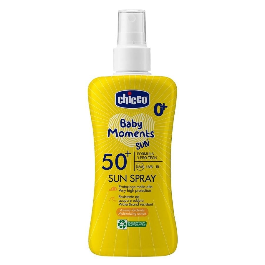 Средство солнцезащитное Chicco Baby Moments Sun, спрей SPF50+, 150 мл