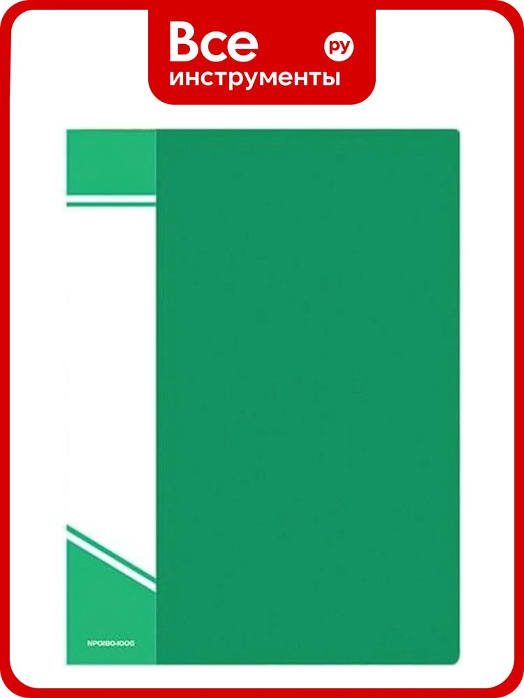 Папка INFORMAT с файлами, А4, 100 файлов, зеленая, пластик, 800 мкм, карман NP0180-100G