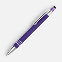 2 шт. Ручка шариковая Sansen Soft Touch со стилусом, фиолетовая, металл; покрытие софт-тач