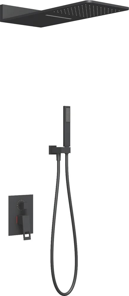 Душевой комплект Timo Briana SX-7139/03SM 4 в 1, встраиваемый, с внутренней частью в комплекте, со смесителем, латунный, черный, матовый, душевая система