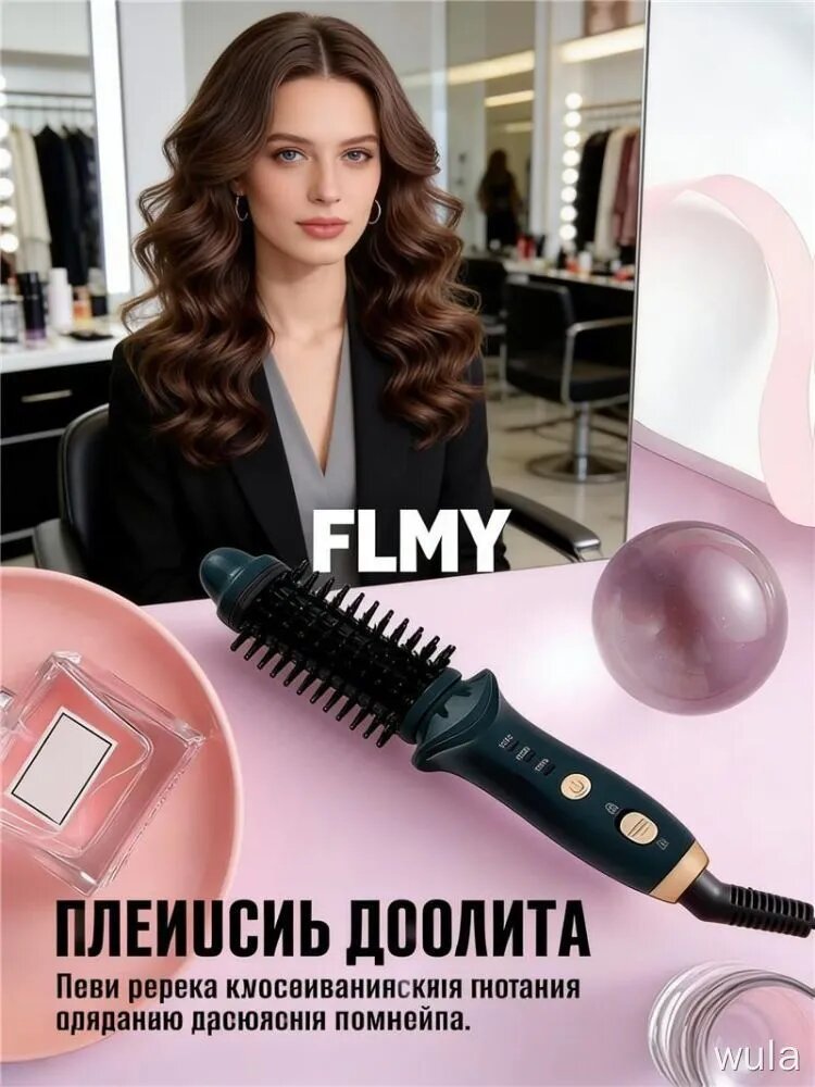 HIBIBUD Беспроводная нагреваемая круглая щетка для волос с таймером и диммером, мини-фен для коротких волос, перезаряжаемый USB.