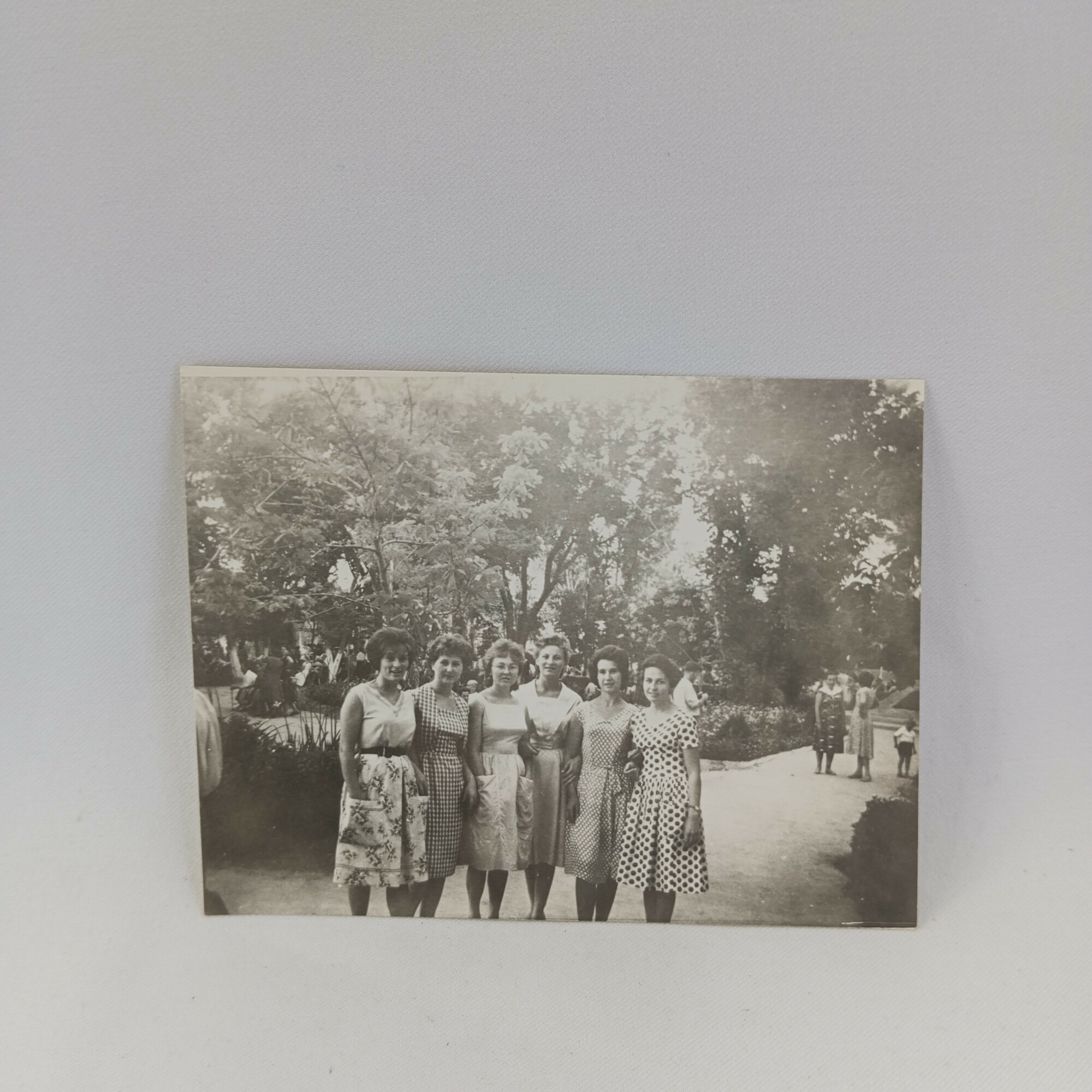 Фотография винтажная, СССР. Черно белый снимок с шестью женщинами в парке СССР