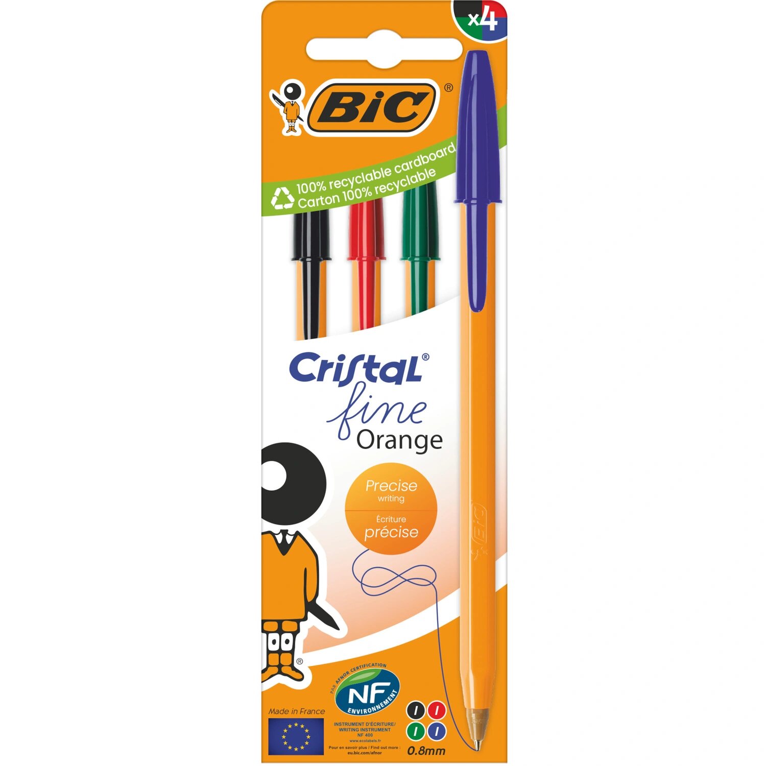 BIC Набор шариковых ручек одноразовых BIC Orange 4 цвета (толщина линии 0.3 мм)