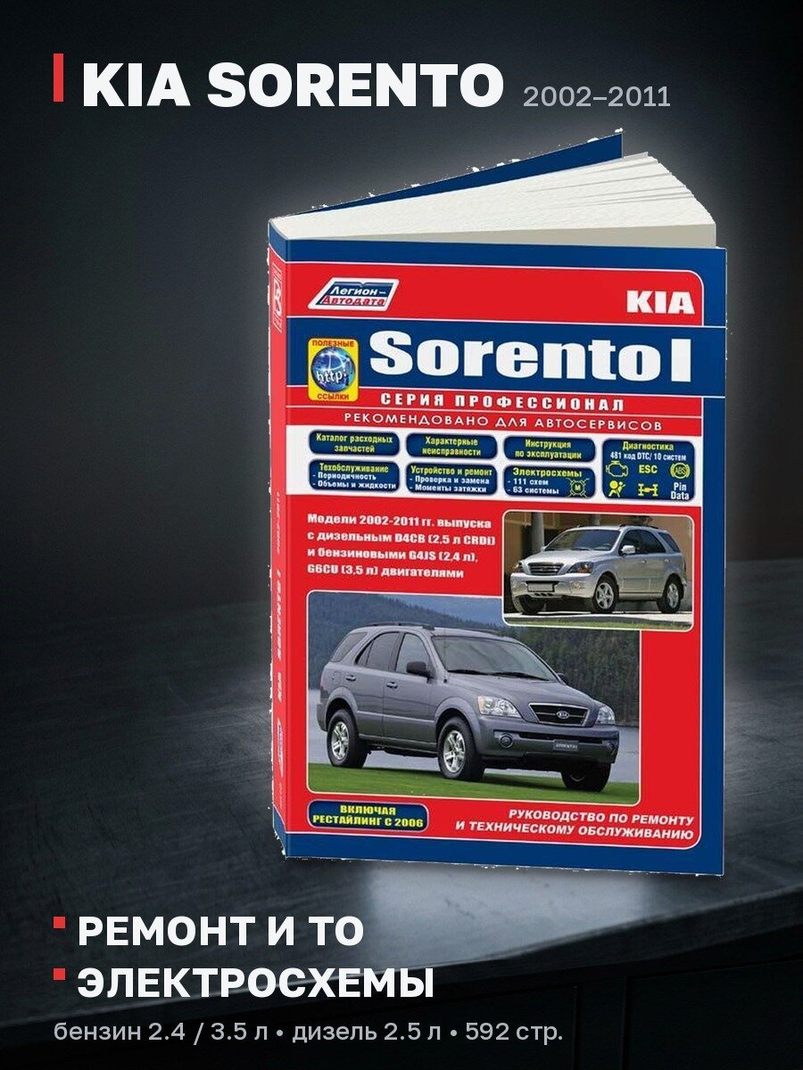 Книга: KIA SORENTO (б , д) 2002-2011 г. в, рем, экспл, то, сер. ПРОФ. | Легион-Aвтодата