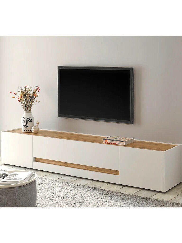 Тумба под ТВ МебельЛэнд24 Анси-3 Белый 220x45x40