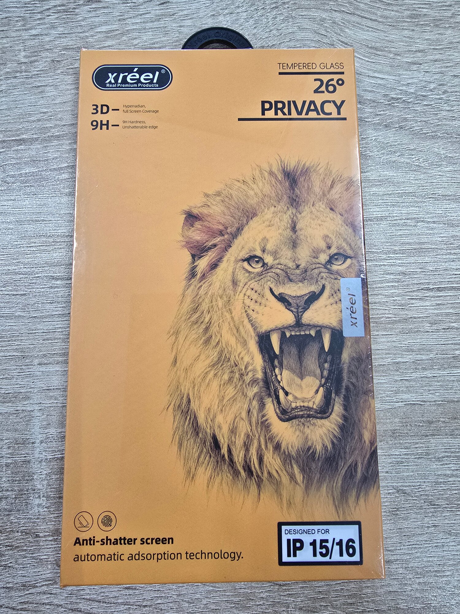 Защитное стекло Антишпион для iPhone 15/16 (6.1"), Xreel Privacy X26, 3D/9H, с рамкой, 0.3 мм