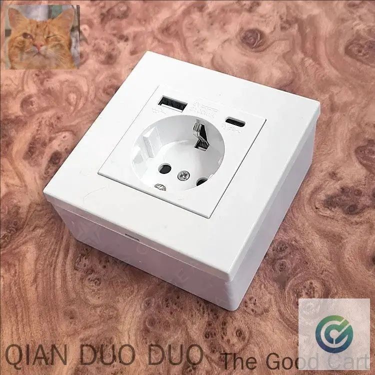 Розетка с портами USB и Type C для открытого или скрытого монтажаМода