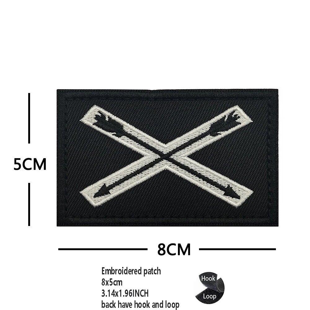 Вышитый патч 8x5см, черный, с креплением Hook Loop