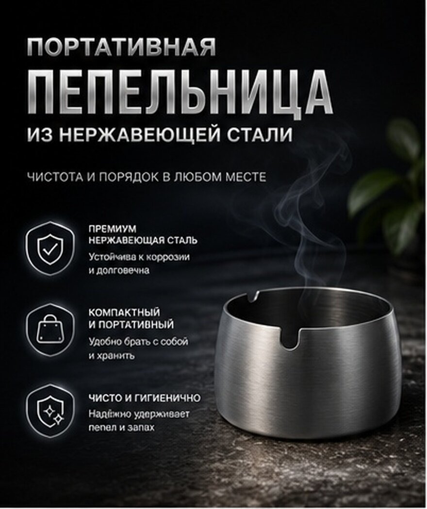 Металлическая Пепельница Контейнер Для Сигаретных Окурков Настольная Пепельница 7X7X4.5Cm