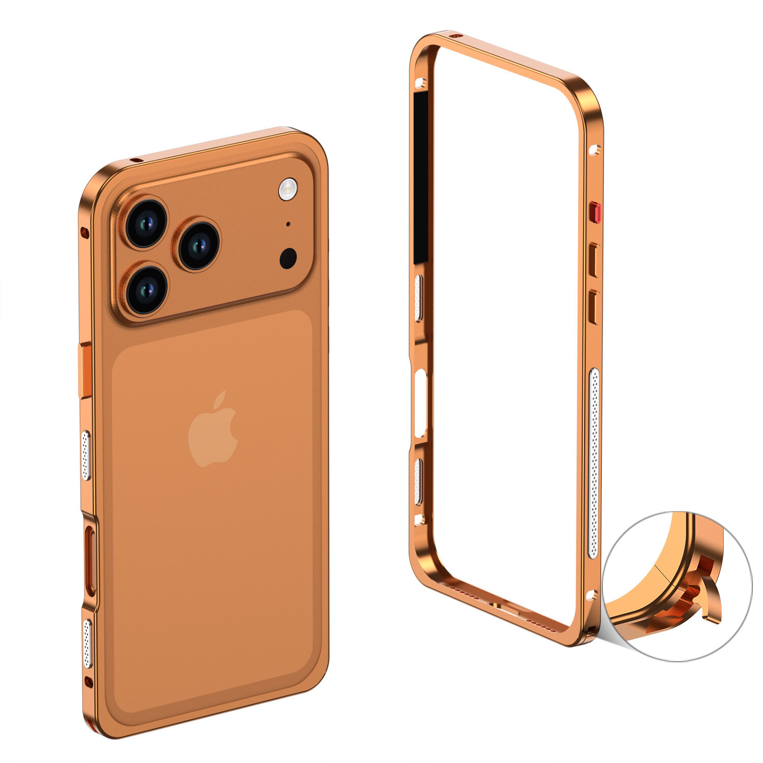Оранжевый Металлический Чехол-Рамка для iPhone 16