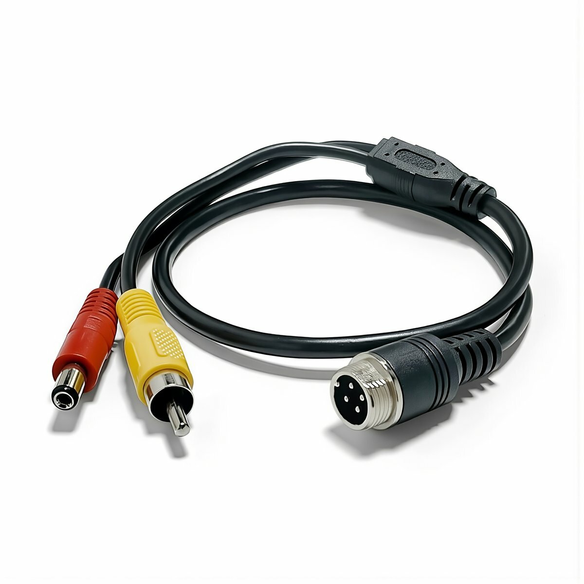 Автомобильный разветвительный кабель RCA DC 35 см, прочная изоляция из ПВХ для передачи аудио сигнала без помех от наружных источников, Авиационный самец/RCA самец + DC самец