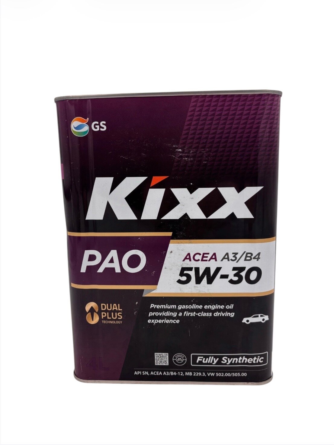 Моторное масло Kixx PAO 5w-30 (SN, A3/B4), синтетическое, 4 литра