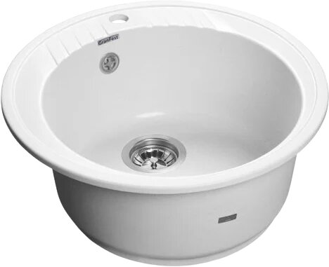 Мойка кухонная GranFest Rondo GF-R520 мраморная, 52x52, круглая, мойка для кухни, белая, российская