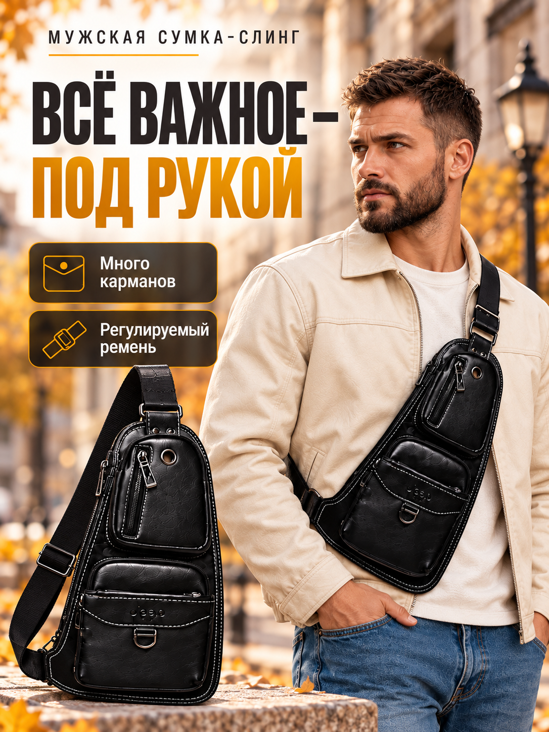 Сумка кросс-боди PodarkinDom мужская сумка через плечо