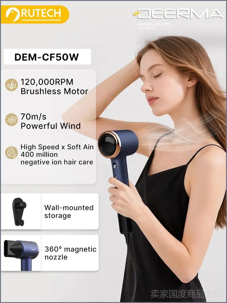 Фен для волос DEM-CF50W 1400 Вт, темно-синий