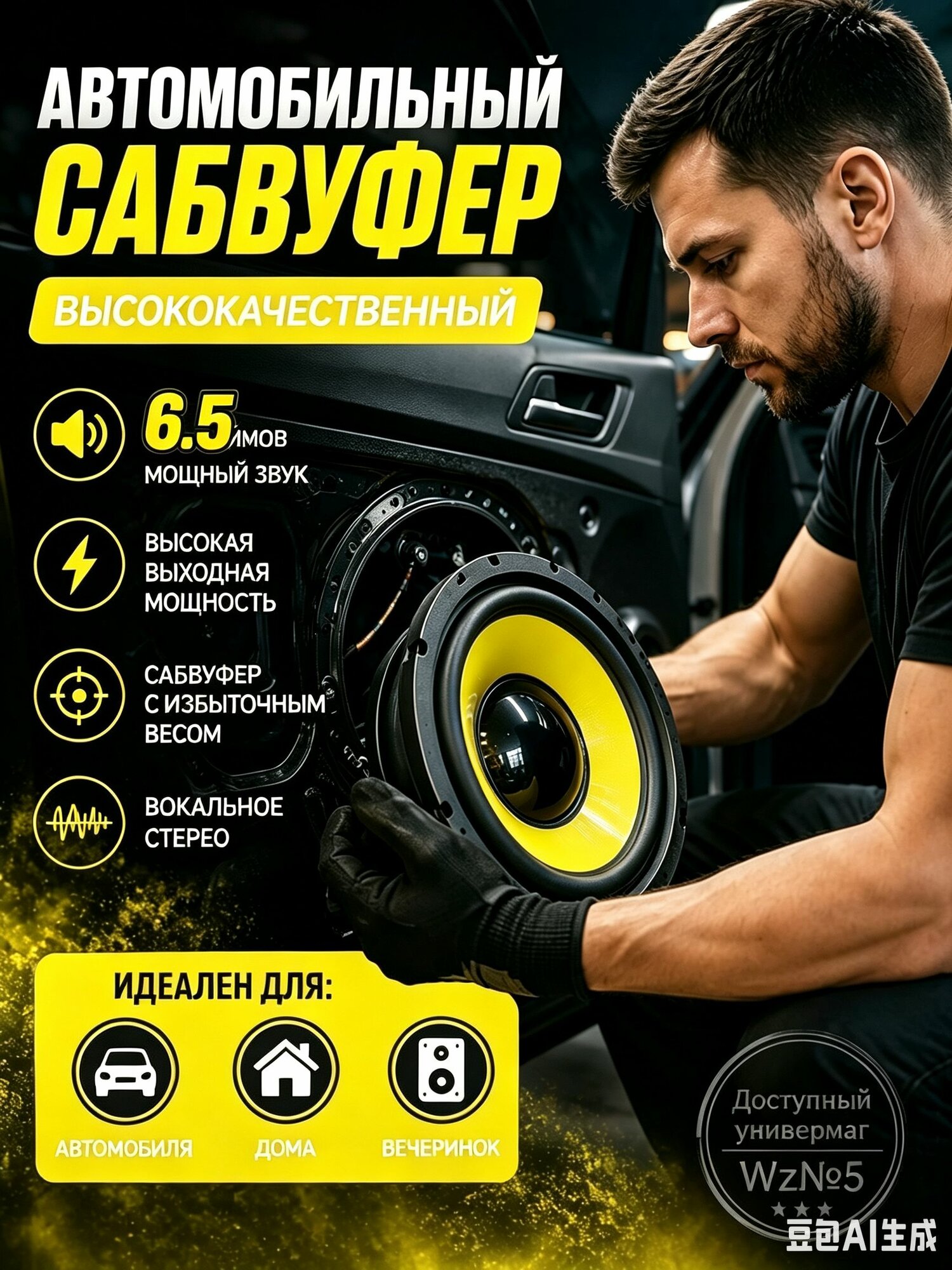 Сабвуфер автомобильный, 16.5 см (6.5 дюйм.)