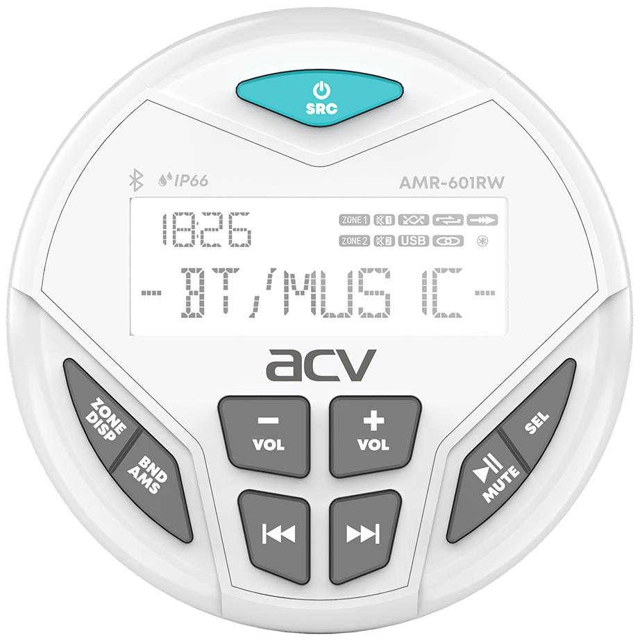 USB-магнитола ACV AMR-601RW морская круглая