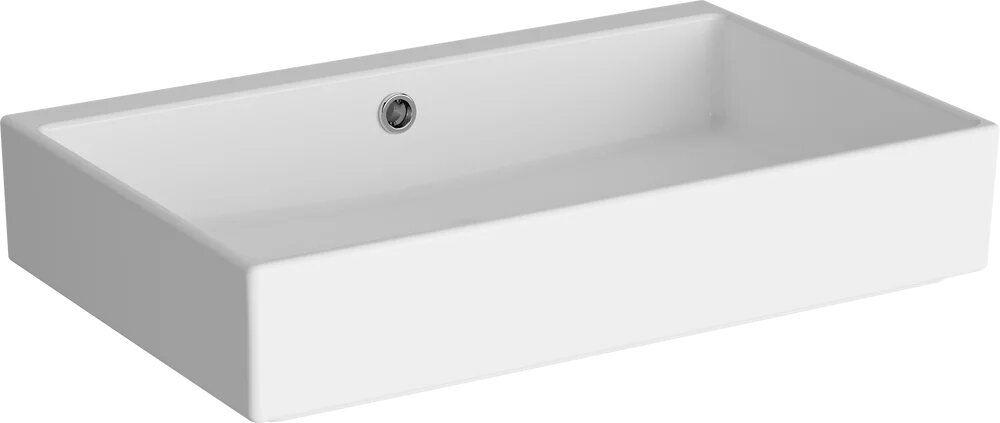 Накладная раковина VitrA Archiplan 7404B003-0012 61 накладная, без отверстия под смеситель, фарфоровая, со встроенным сливом-переливом, прямоугольная, ра