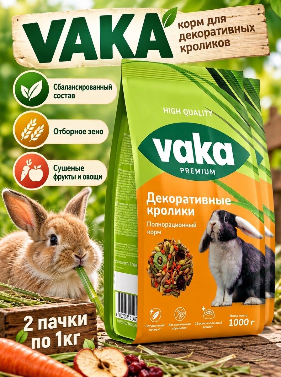 Вака High Quality корм для декоративных кроликов 1кг