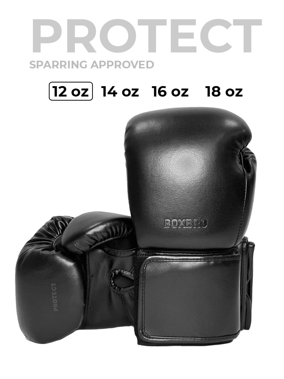 Перчатки боксерские BOXBRO protect черные 12 унций