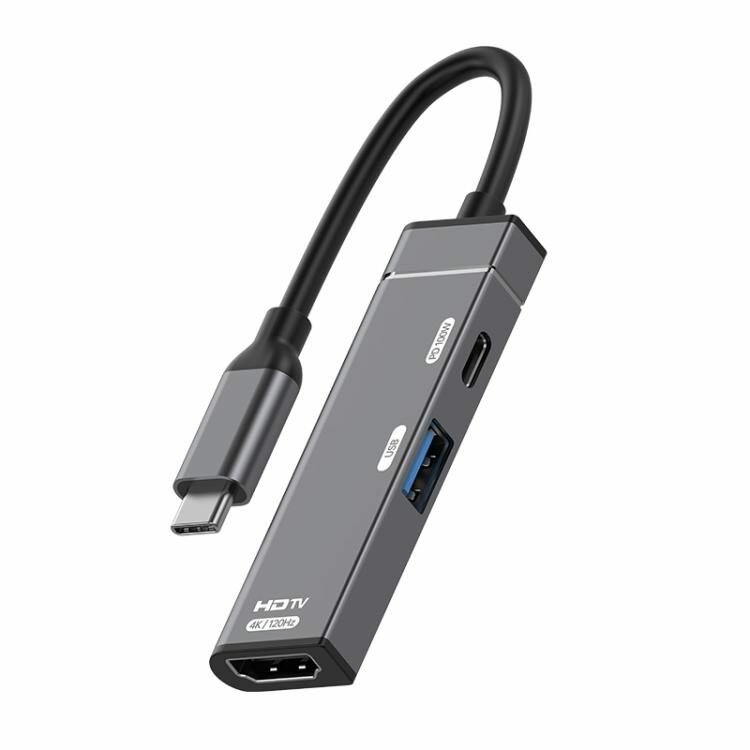 Док-станция Type-C — Type-C, USB-A, HDMI (серая)
