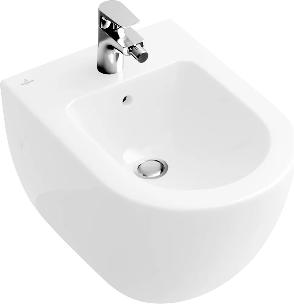 Биде подвесное Villeroy & Boch Subway 2.0 540000R1 белое, глянцевое, фарфор, овальное, со встроенным сливом-переливом