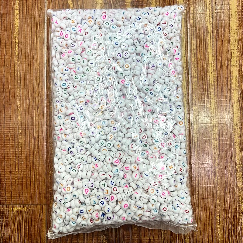 Бусины акриловые с буквами, цвета, 500г, розовый
