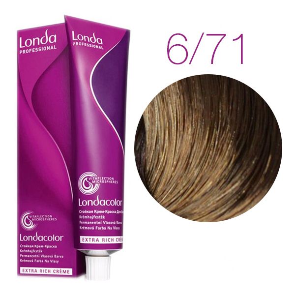 Londa Professional Стойкая краска для волос 6/71 темный блонд коричнево-пепельный / краска лонда