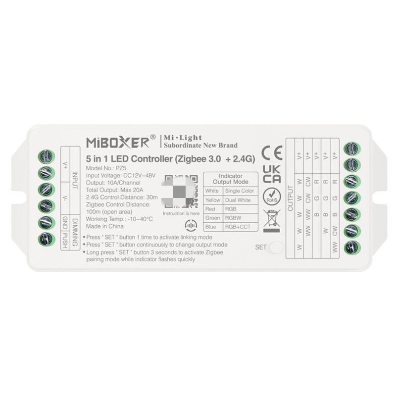 Miboxer Zigbee 3.0 + 2.4G RF светодиодный контроллер PZ5 5IN1 Max 20A