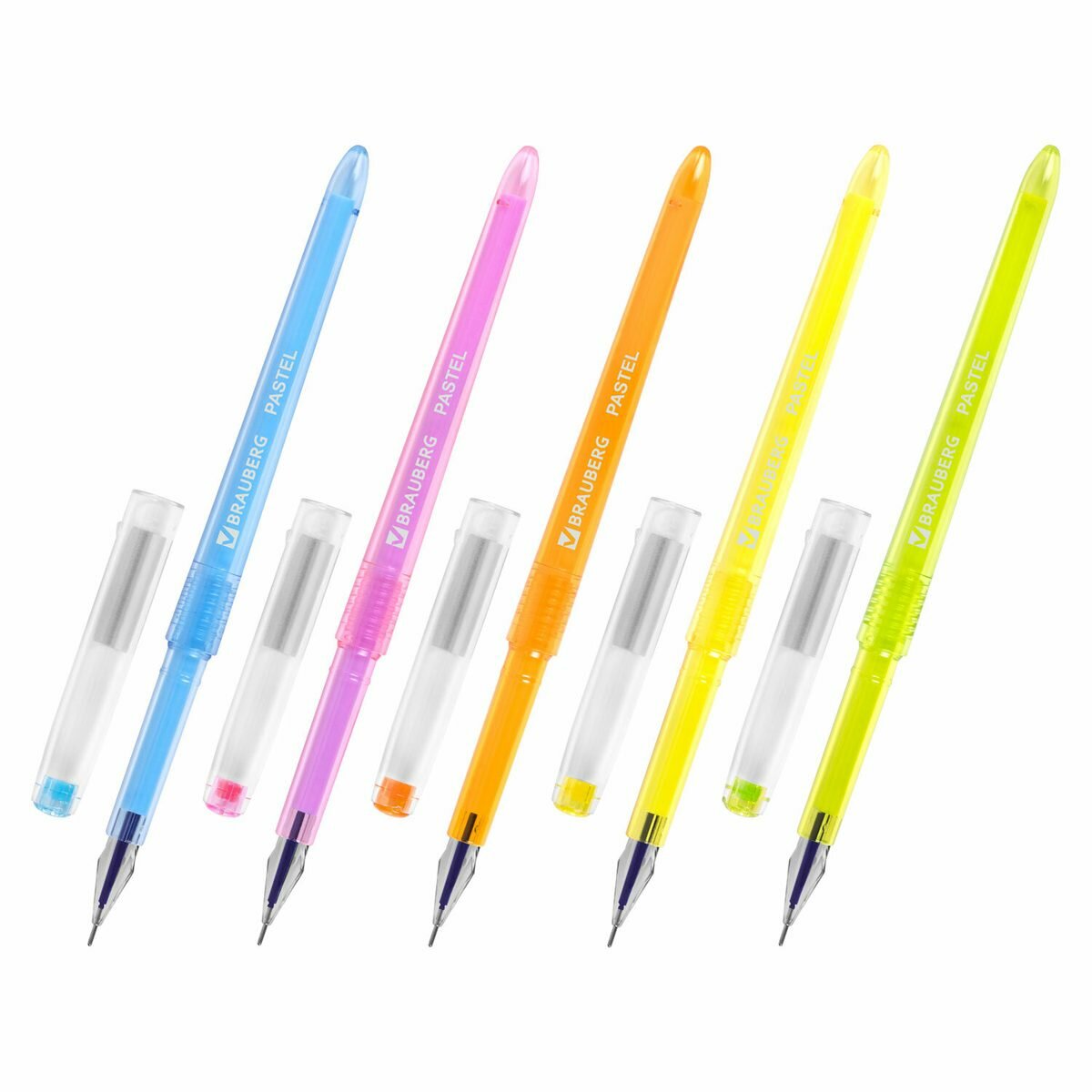 Ручка гелевая Brauberg Diamond Pastel (0.25мм, синяя, корпус цветной, игольчатый узел) (144133), 30шт.