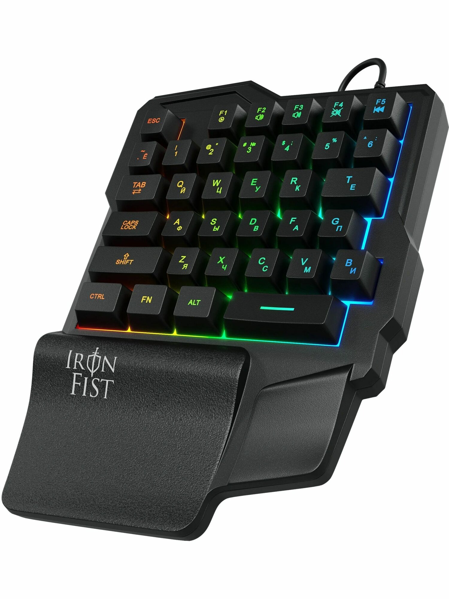 Игровой блок Оклик 701G IRON FIST черный USB for gamer LED (подставка для запястий) (1196590)
