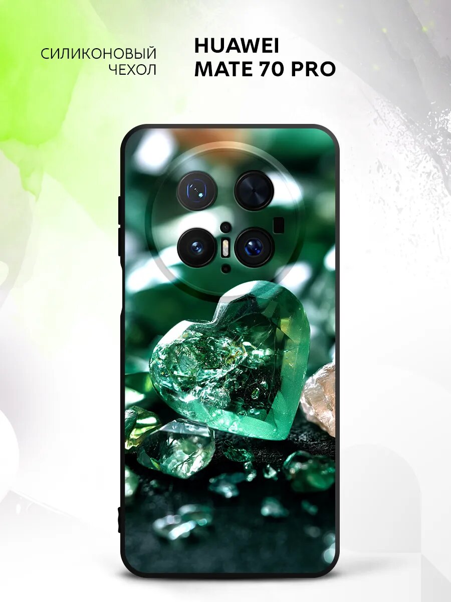 Чехол на Huawei Mate 70 Pro, Хуавей Мат 70 Про бампер, противоударный, с картинкой кристалл сердечко