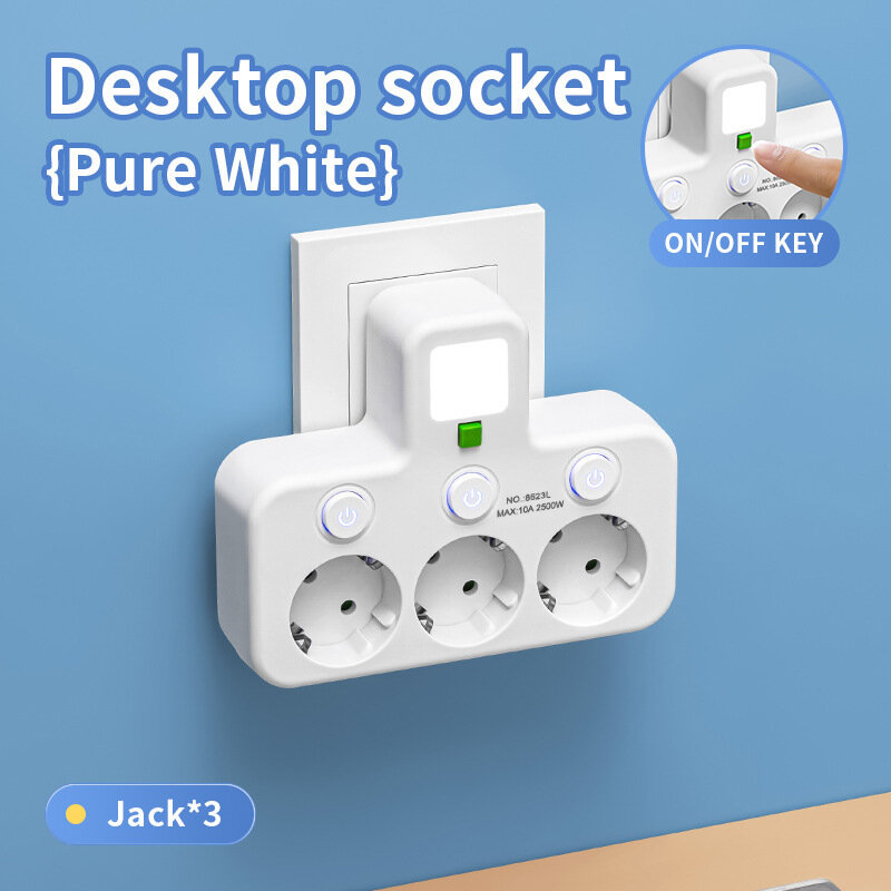 Европейский стандарт USB розетка удлинитель с выключателем мульти-розетка с портом Type-C 8623L белый