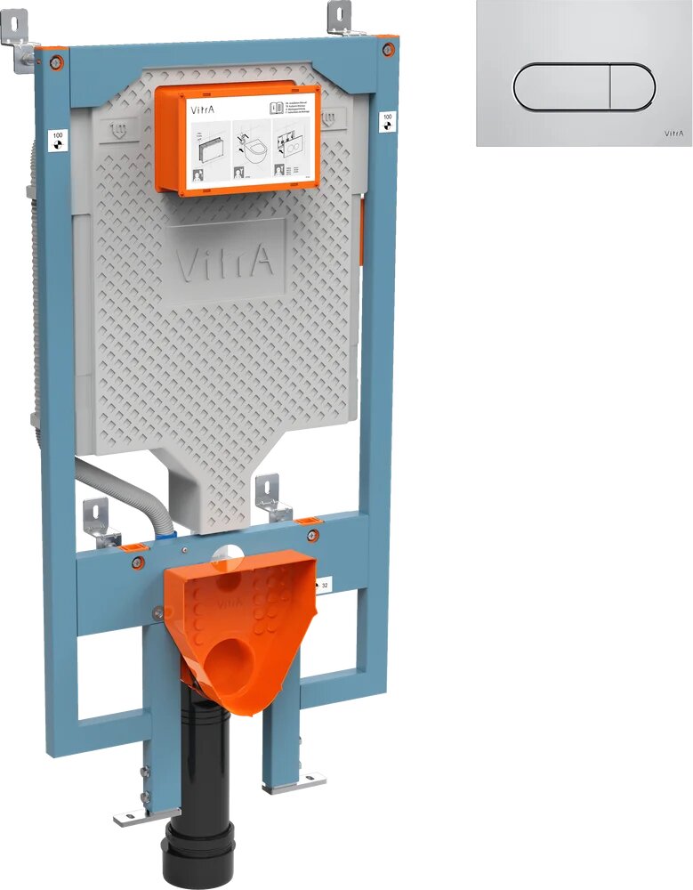 Комплект Инсталляция VitrA Vpro 765-5800-01 / Кнопка Root Round 740-2280 цвет хром