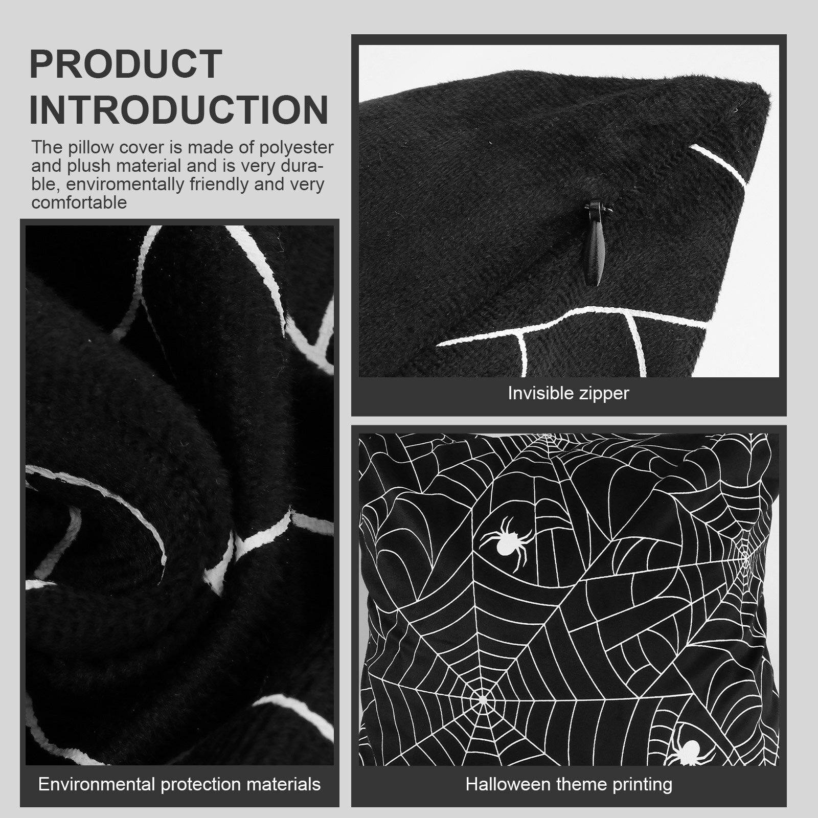 Подушка Декоративная Для Дома Подушка С Halloween Spider Web Черный Основа 45*45 Cm