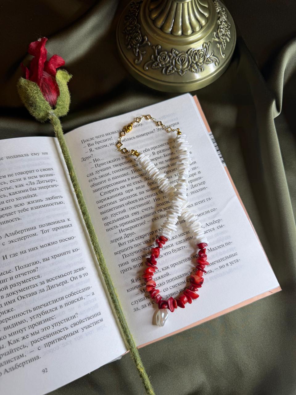 Колье MINI PEARL JEWELRY, ракушка, коралл
