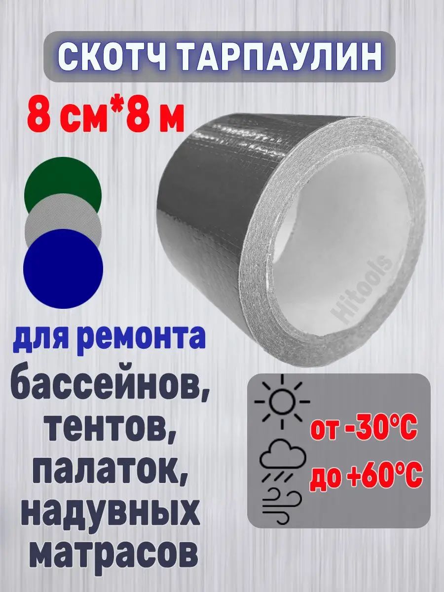 Скотч для ремонта тента 8см*8м серый / Ремонтная лента для тента