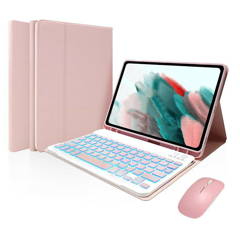 Розовая RGB подсветка клавиатура с чехлом и мышью для iPad Air 11 M2 M3 Air 4 5 10.9 Air 3 Pro