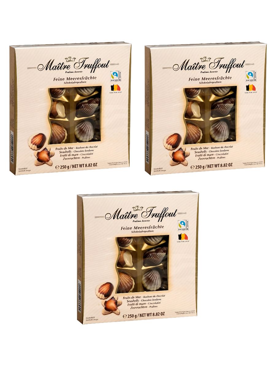 Конфеты пралине Maitre Truffout "Ракушки", 3шт по 250г